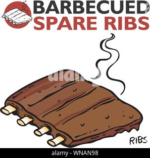 Barbecue ribs clipart, food illustration vector Stock Vector Image ...