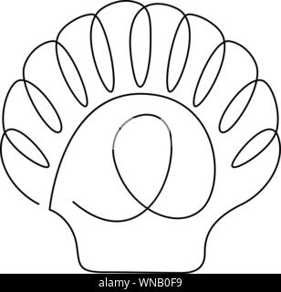 Shell continuous line drawing, tattoo, print for clothes and logo ...