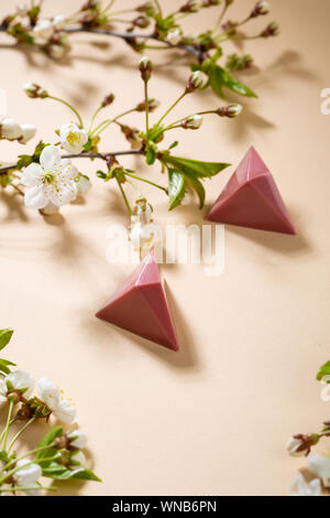 Bonbons ruby chocolate and twigs Stock Photo - Alamy