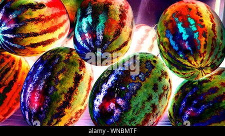 water melon, colorful, many photos, many colors, abstract background ...