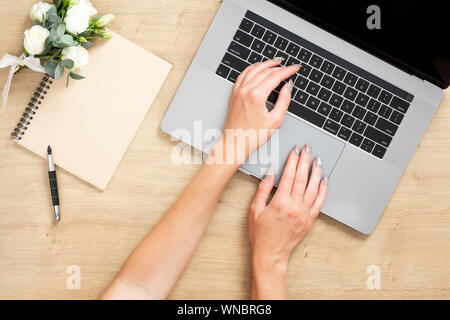 Laptop with computer keyboard and roses on white background Stock Photo ...