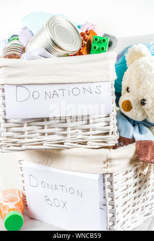 Giving and helping concept. Reuse and recycling theme. Woman holds and ...