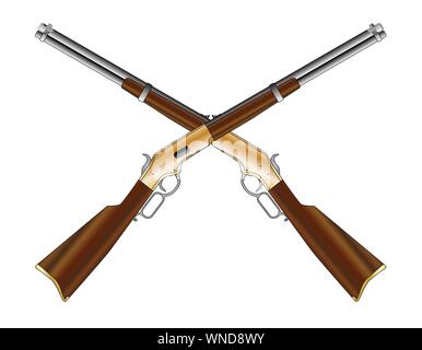 Crossed Hunting Rifle and Semi-Automatic Rifle with Pistols and Target ...