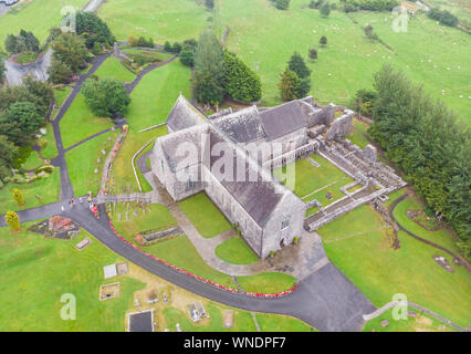 An aerial view of Ballintubber Abbey, near Ballintubber in County Mayo ...