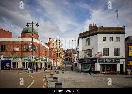 Stockport town centre Warren Street to the left the Market hill central ...