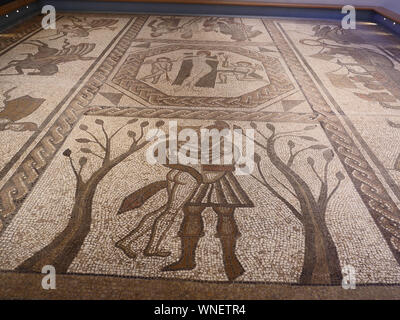 Low Ham Roman Mosaic, Dido and Aeneas, photographed in Somerset County ...