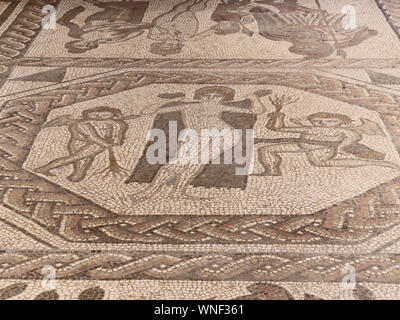 Low Ham Roman Mosaic, Dido and Aeneas, photographed in Somerset County ...