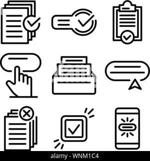 Request online form icons set. Outline set of request online form ...