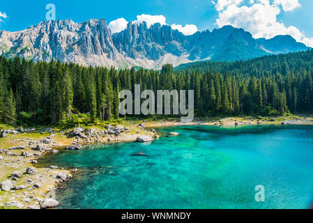 Emotions of colors on Lake Carezza. Dolomites, Italy Stock Photo - Alamy