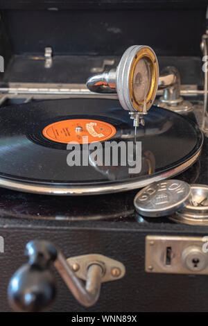 Berlin, Germany - April 1, 2019: Components of an old gramophone from ...
