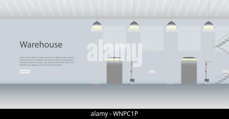 Factory interior banner with space vector illustration Stock Vector ...