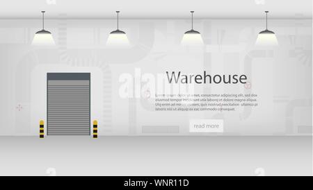 Factory interior banner with space vector illustration Stock Vector ...