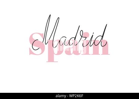 Madrid - hand drawn lettering name of Spain capital. Handwritten ...