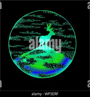 Vector landscape of mountain in dotwork style. Stipple illustration ...