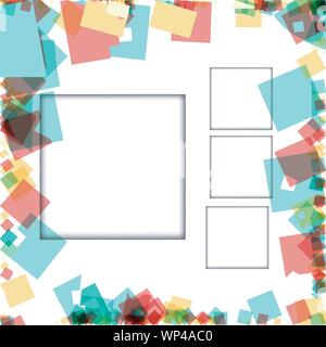 Colorful photo frames, vector illustrations. square borders with ...