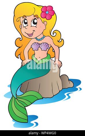 A cartoon illustration of a mermaid girl looking angry Stock Vector ...