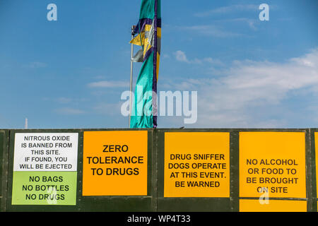 Signs outside the SW4 music festival on Clapham Common Stock Photo - Alamy