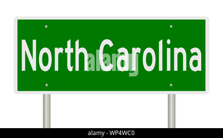 Rendering of a green North Carolina highway sign with city information ...