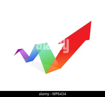 Rising prices and red up arrow with few black arrows on dark purple ...