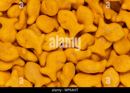 The close-up texture of goldfish snack crackers background Stock Photo ...
