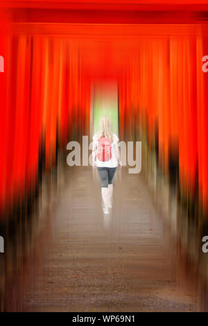 Woman visiting sculpture hall in museum and looking at exhibits Stock ...