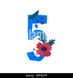 Flower number five. Decorative pattern 5 with flowers, tulips, buds and ...