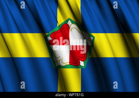 Pembrokeshire waving flag illustration. Regions of England and United ...
