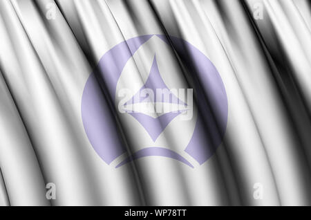 Shibetsu Town waving flag illustration. Regions of Japan. Perfect for ...