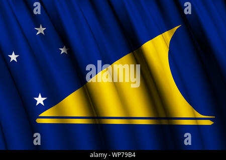 Tokelau and Australia flag waving in the wind against white cloudy blue ...