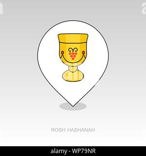 Wine cup. Rosh Hashanah icon. Shana tova. Happy and sweet new year in Hebrew Stock Vector Image ...