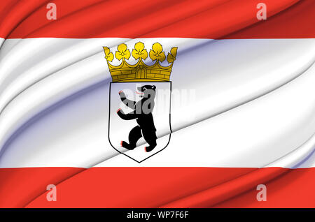 Berlin waving flag illustration. Federal state of Germany. Perfect for ...