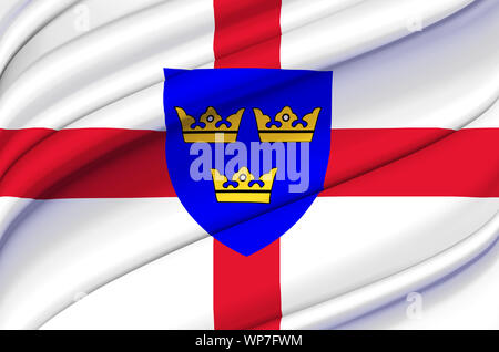 East Anglia waving flag illustration. Regions of England and United ...