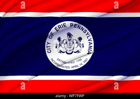 Erie Pennsylvania waving flag illustration. Regions and Cities of the ...