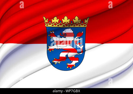 Hesse state flag, Germany waving banner collection. 3D illustration ...