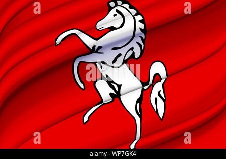 Kent waving flag illustration. Regions of England and United Kingdom ...