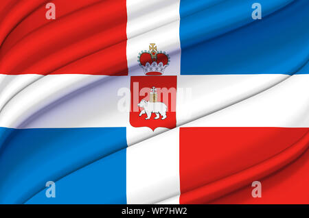 Perm waving flag illustration. Regions of Russia. Perfect for ...