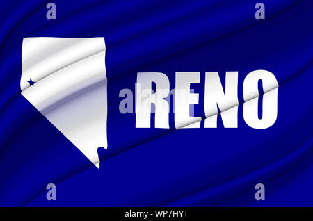 Reno waving flag illustration. Regions and Cities of the United States ...