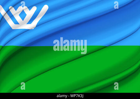 Yugra waving flag illustration. Regions of Russia. Perfect for ...