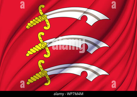 Essex waving flag illustration. Regions of England and United Kingdom ...