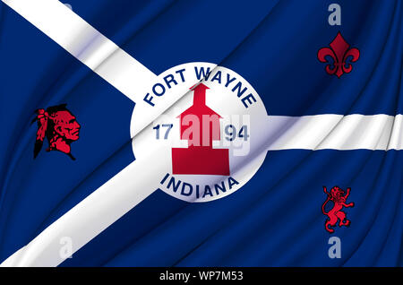 Fort Wayne Indiana waving flag illustration. Regions and Cities of the ...