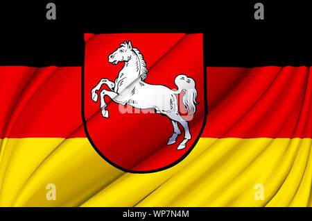 Lower Saxony waving flag illustration. Federal state of Germany ...