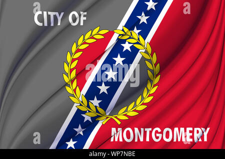 Montgomery Alabama waving flag illustration. Regions and Cities of the ...