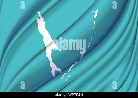 Sakhalin waving flag illustration. Regions of Russia. Perfect for ...