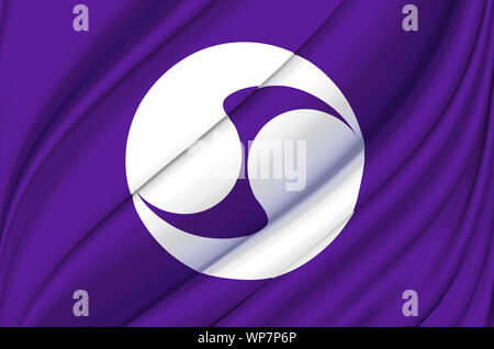 Samani waving flag illustration. Regions of Japan. Perfect for ...