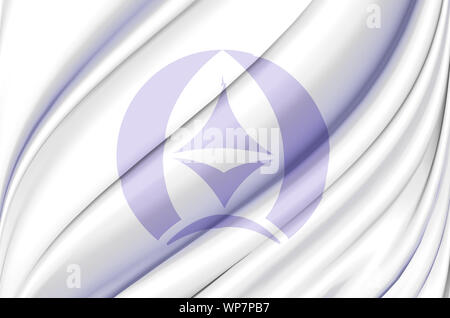 Shibetsu Town waving flag illustration. Regions of Japan. Perfect for ...