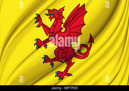 Somerset waving flag illustration. Regions of England and United ...