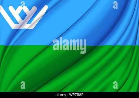 Yugra waving flag illustration. Regions of Russia. Perfect for ...