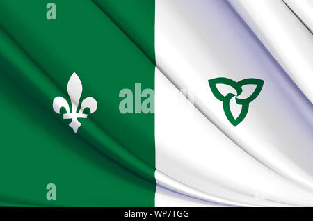 Franco-Ontarian waving flag illustration. States, cities and Regions of ...