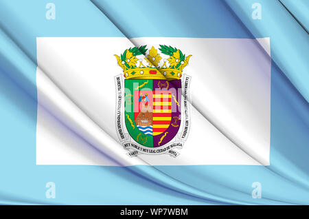 Malaga waving flag illustration. Regions and cities of Spain. Perfect ...