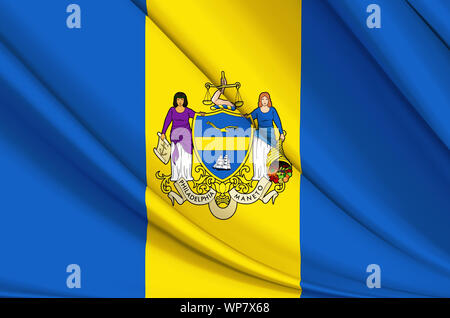 Philadelphia Pennsylvania waving flag illustration. Regions and Cities ...